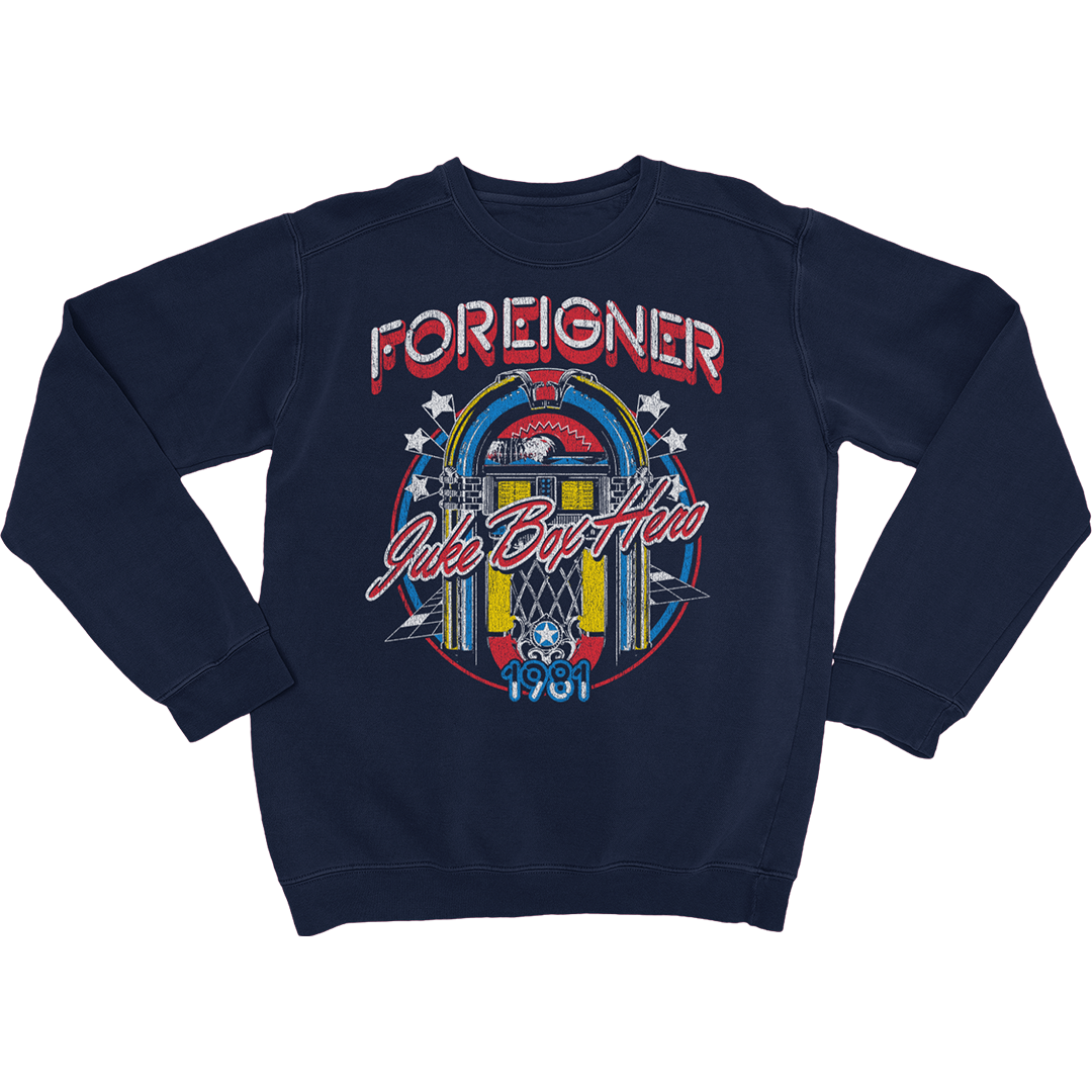 Juke Box Hero Crewneck - Navy – Foreigner